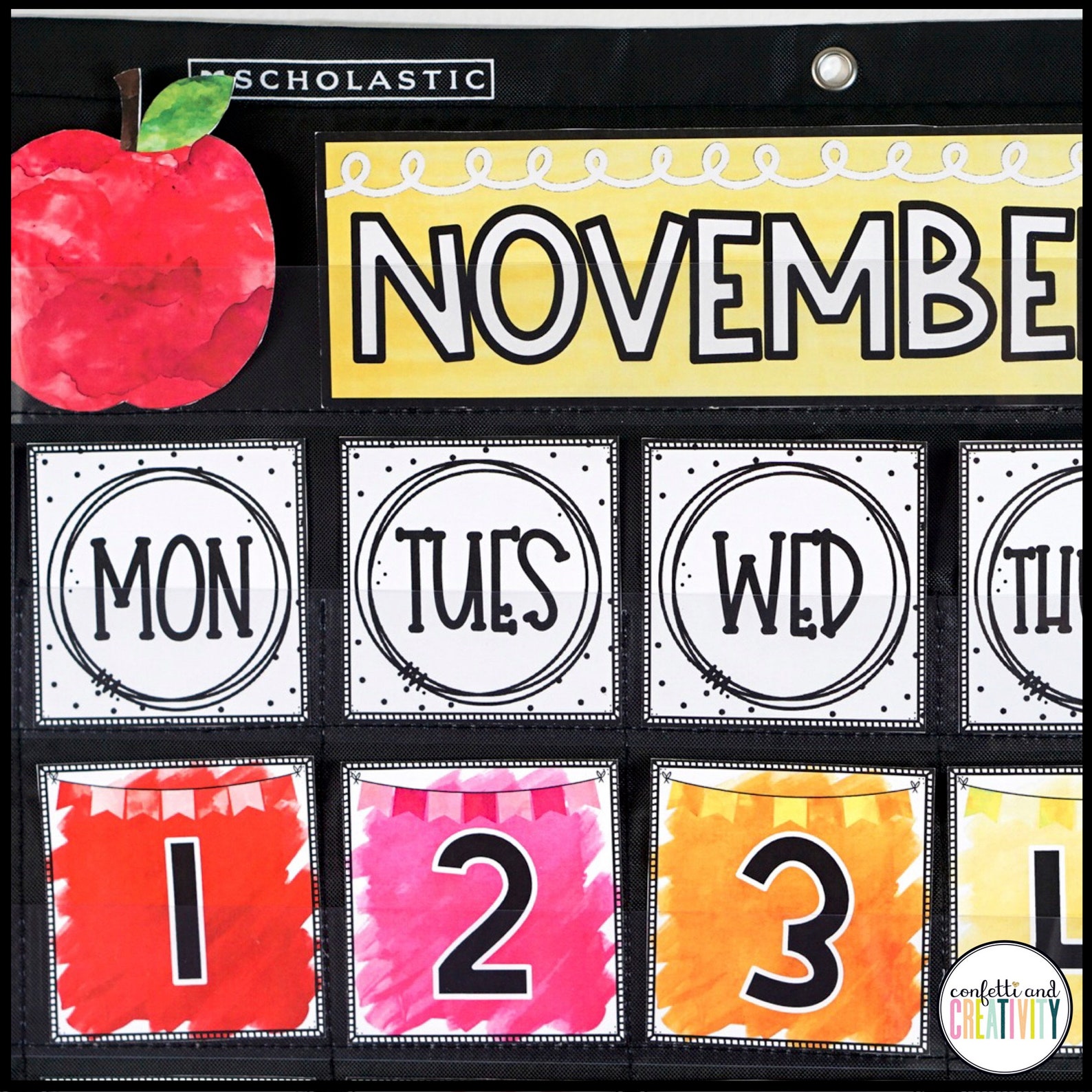 Watercolor Classroom Calendar Pack Pocket Chart Calendar - Etsy