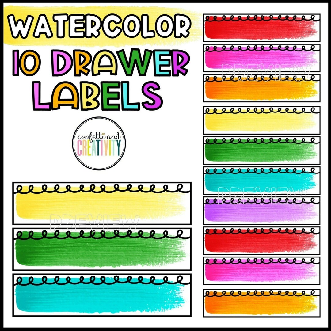 10 Drawer Cart Labels for the Classroom | Watercolor Classroom Decor ...