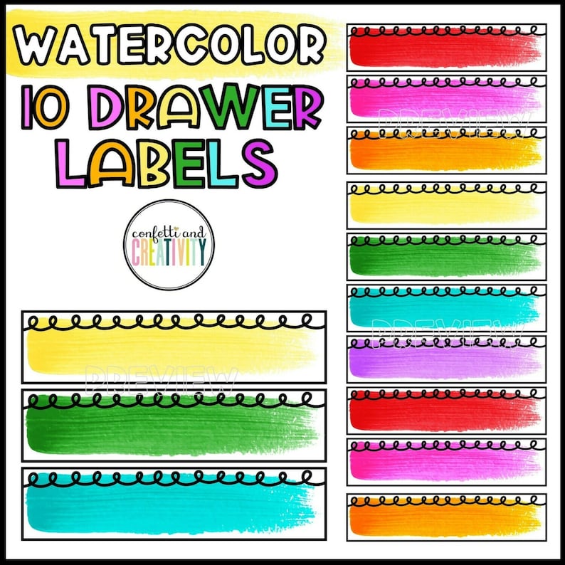 10 Drawer Cart Labels for the Classroom Watercolor Classroom - Etsy