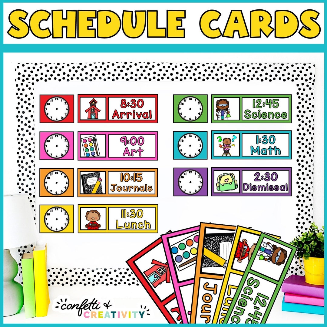 Watercolor Daily Schedule Cards | Editable Classroom Schedule ...