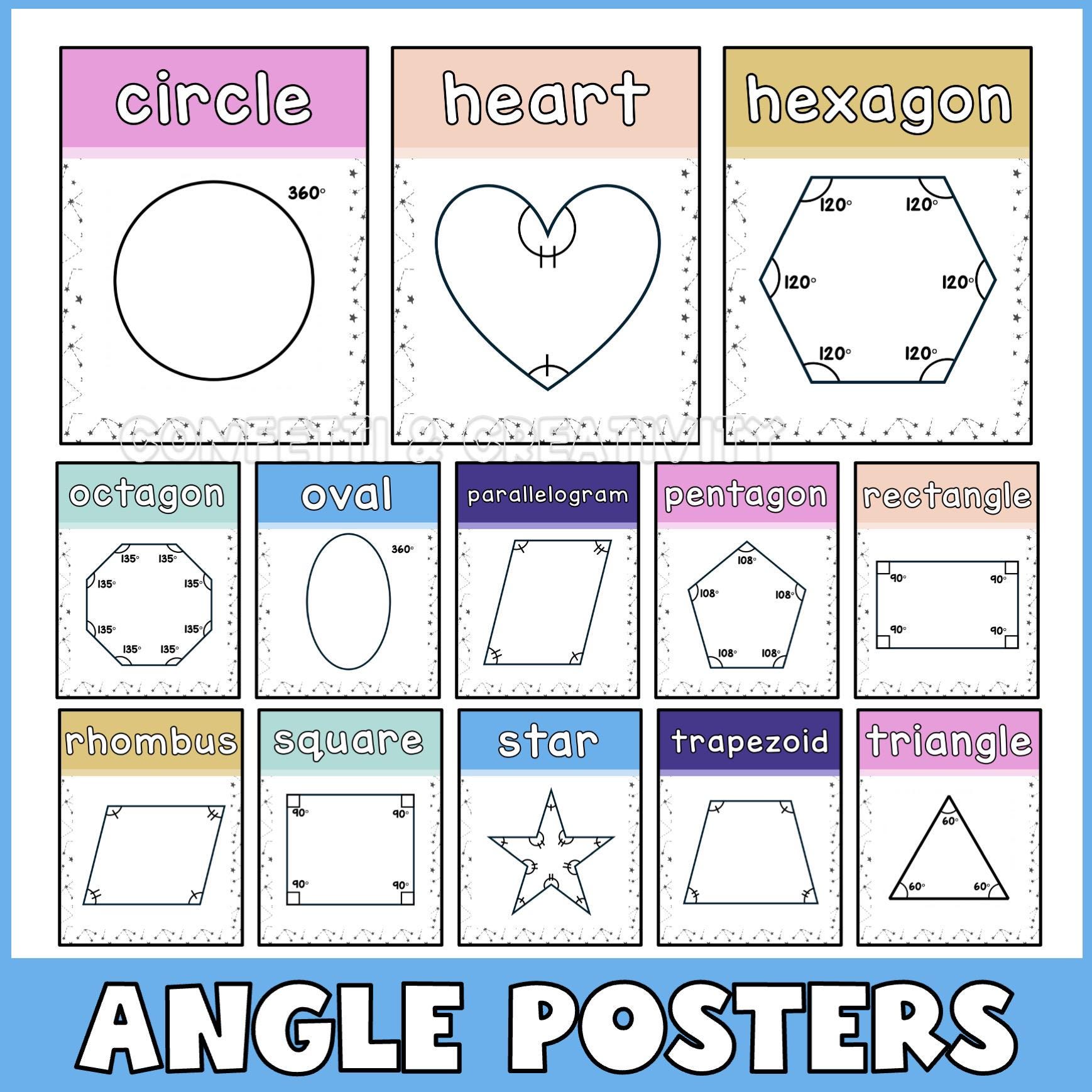 Space Geometry Posters Printable | 2D & 3D Shapes and Angles | Math ...