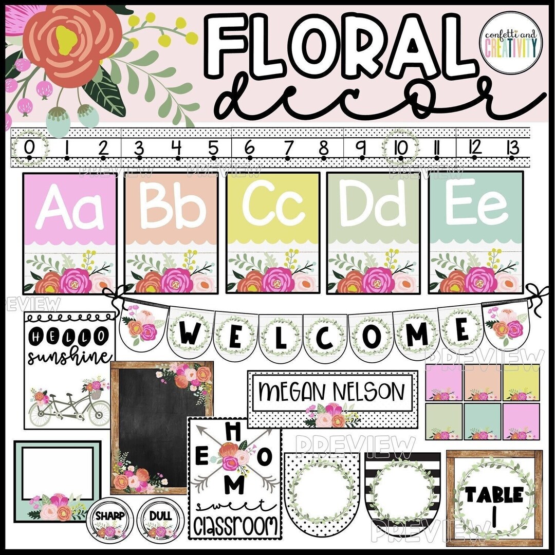 Floral Farmhouse Classroom Decor | Floral Classroom | Farmhouse ...