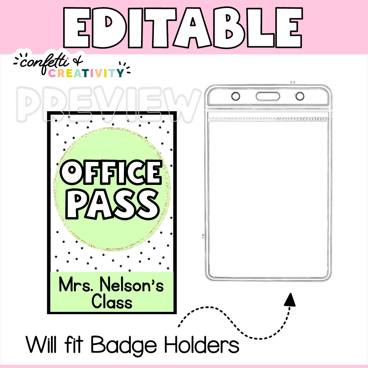 Printable Classroom Hall Passes: Editable Teacher Lanyard Pass (digital ...