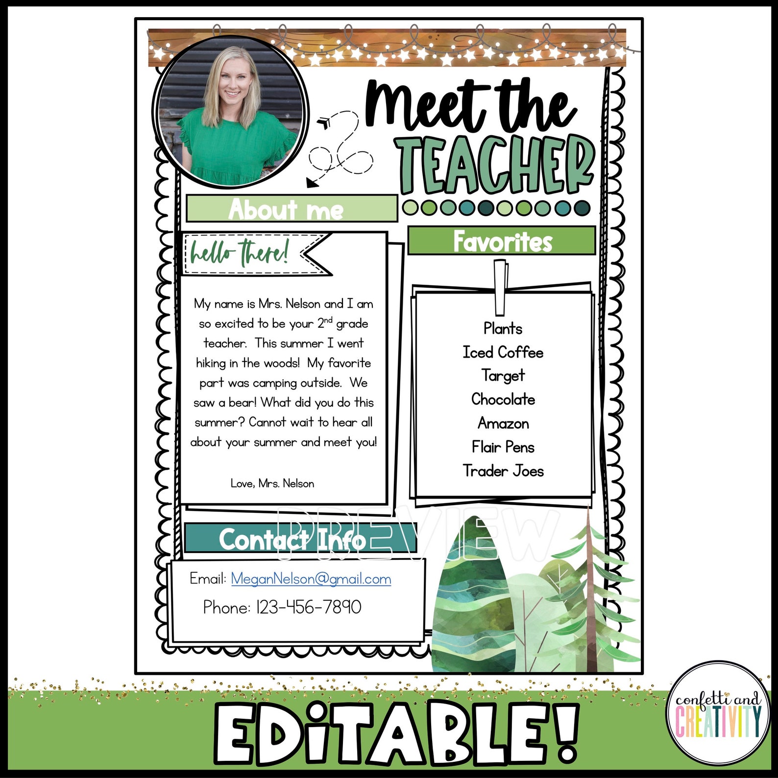 Editable Meet the Teacher Template Nature Classroom Decor - Etsy UK
