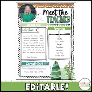 Nature Classroom Decor: Editable Meet the Teacher Template (digital ...