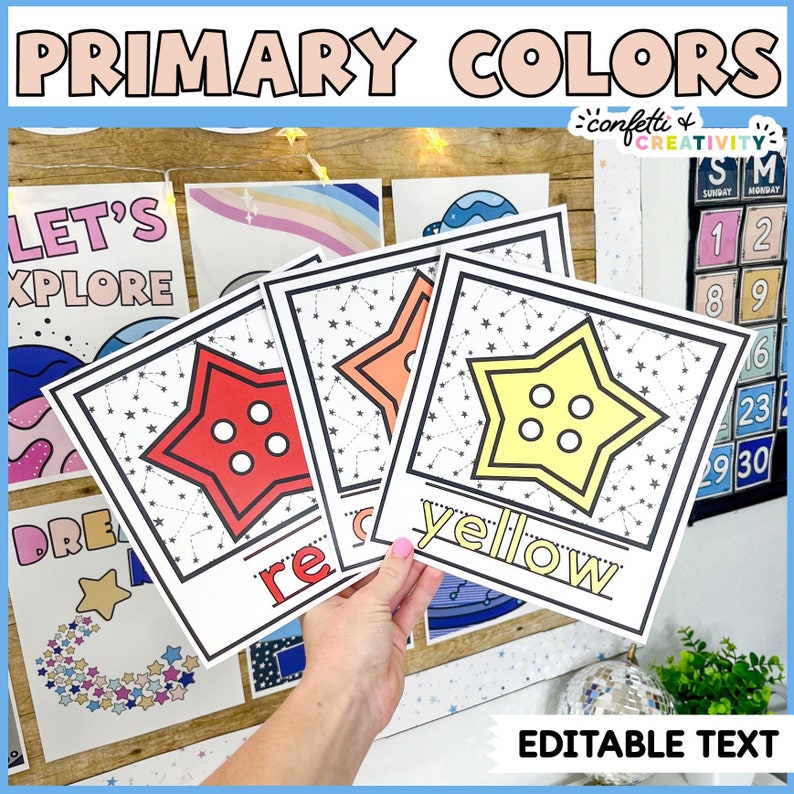 Primary Color Posters: Space Classroom Decor (digital Download) - Etsy