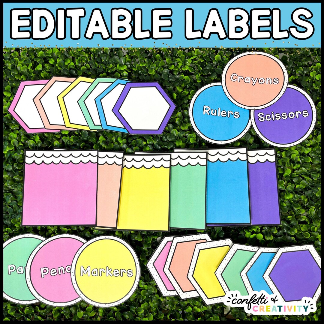 Bright Editable Classroom Labels: Elementary Decor (digital Download ...