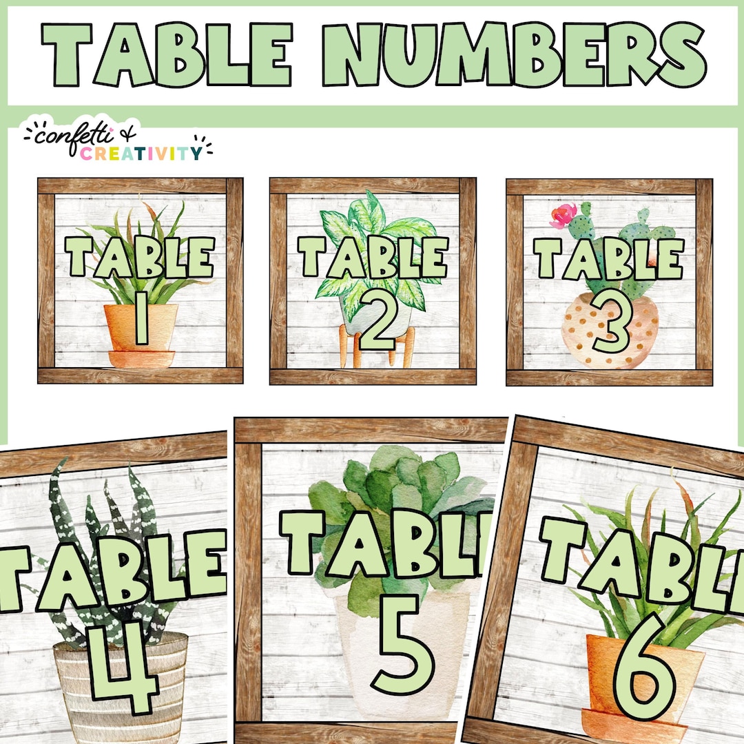 Table Numbers for the Classroom | Plant Classroom Decor | Classroom ...