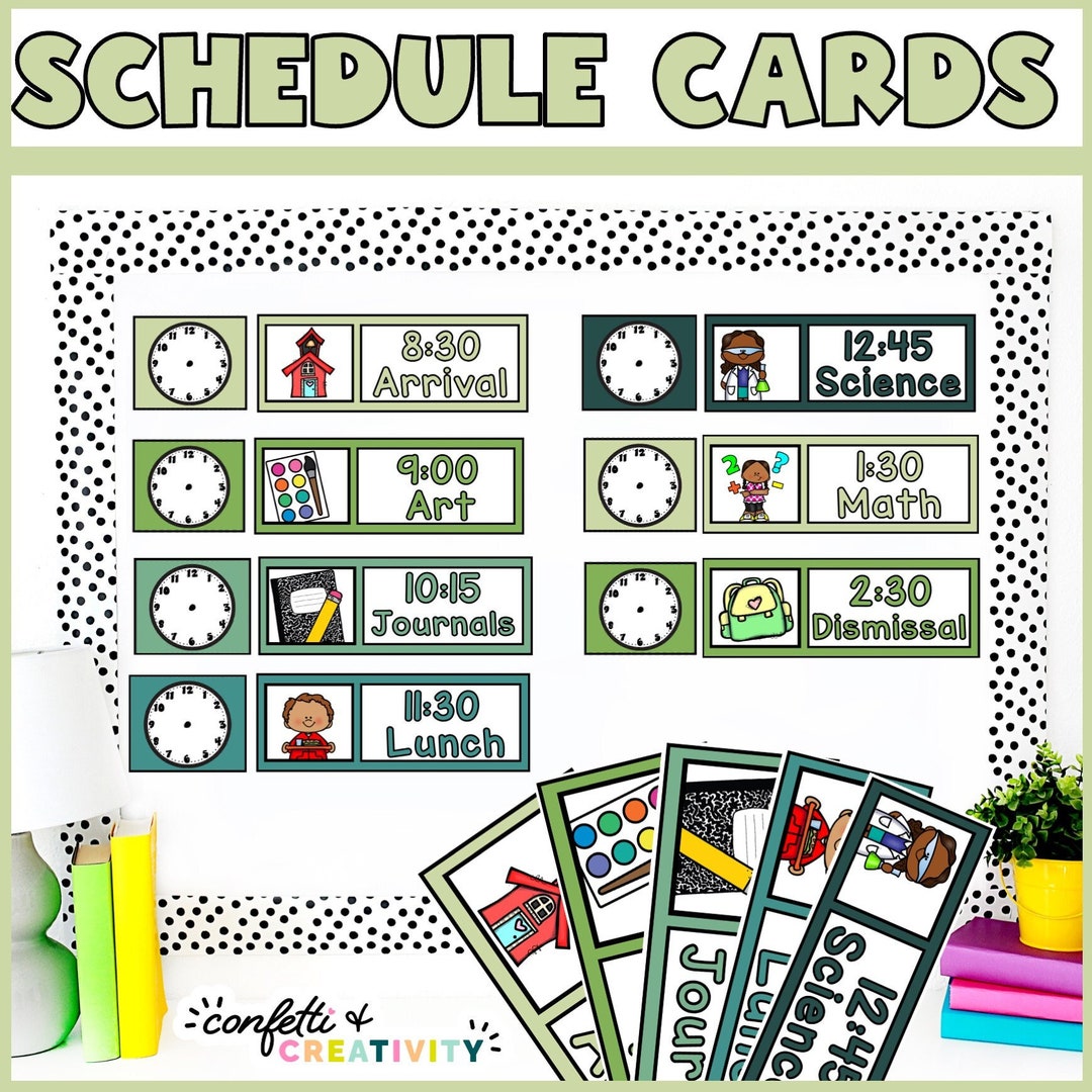 Nature Daily Schedule Cards | Editable Classroom Schedule | Elementary ...
