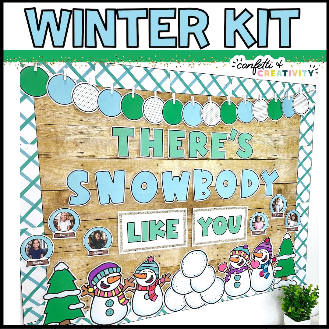 Winter Snowman Bulletin Board Kit: January Classroom Decor (digital ...