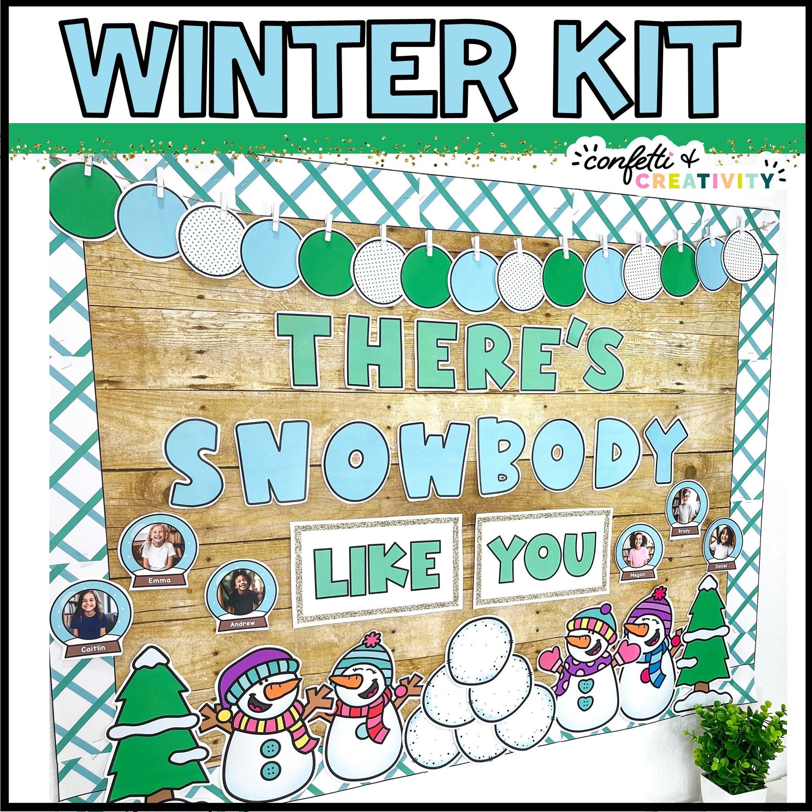 Winter Snowman Bulletin Board Kit: January Classroom Decor (digital ...