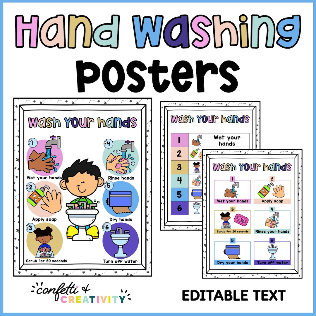 Hand Washing Posters Printable | Classroom Hygiene Charts | Bathroom ...