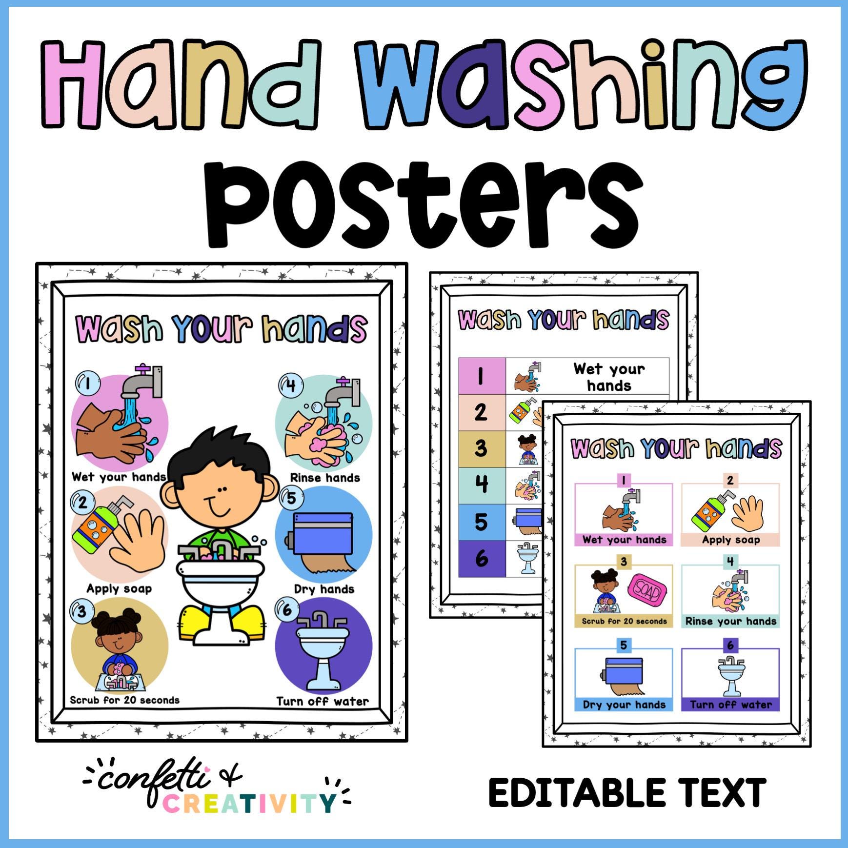 Hand Washing Posters Printable | Classroom Hygiene Charts | Bathroom ...