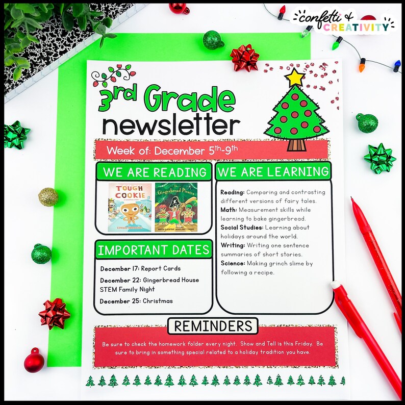 Editable Christmas Classroom Newsletter Template (digital Download) - Etsy