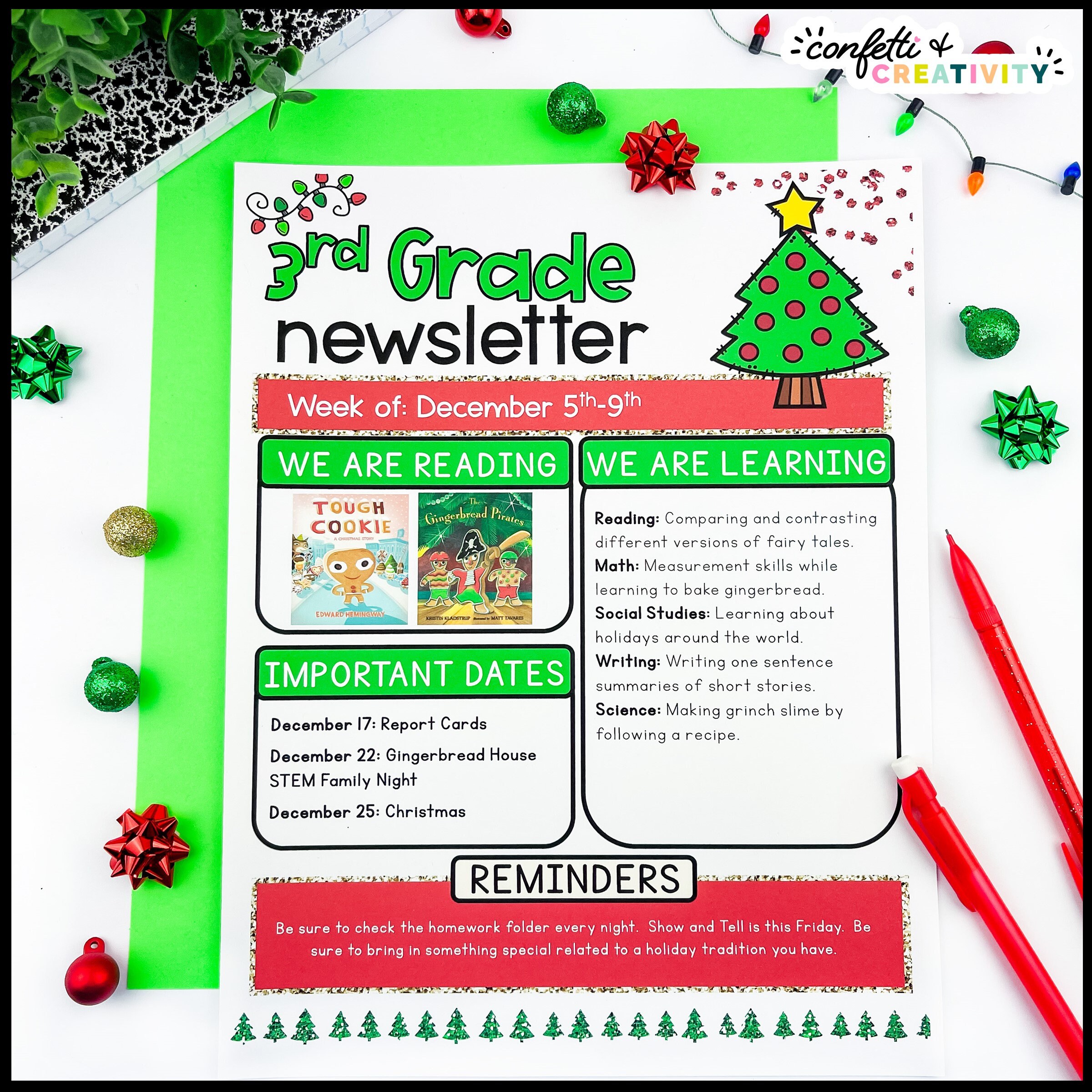 Editable Christmas Classroom Newsletter Template (digital Download) - Etsy