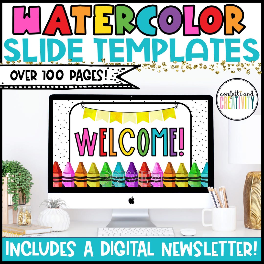 Watercolor Classroom Google Slides Template: Editable Teacher Decor ...
