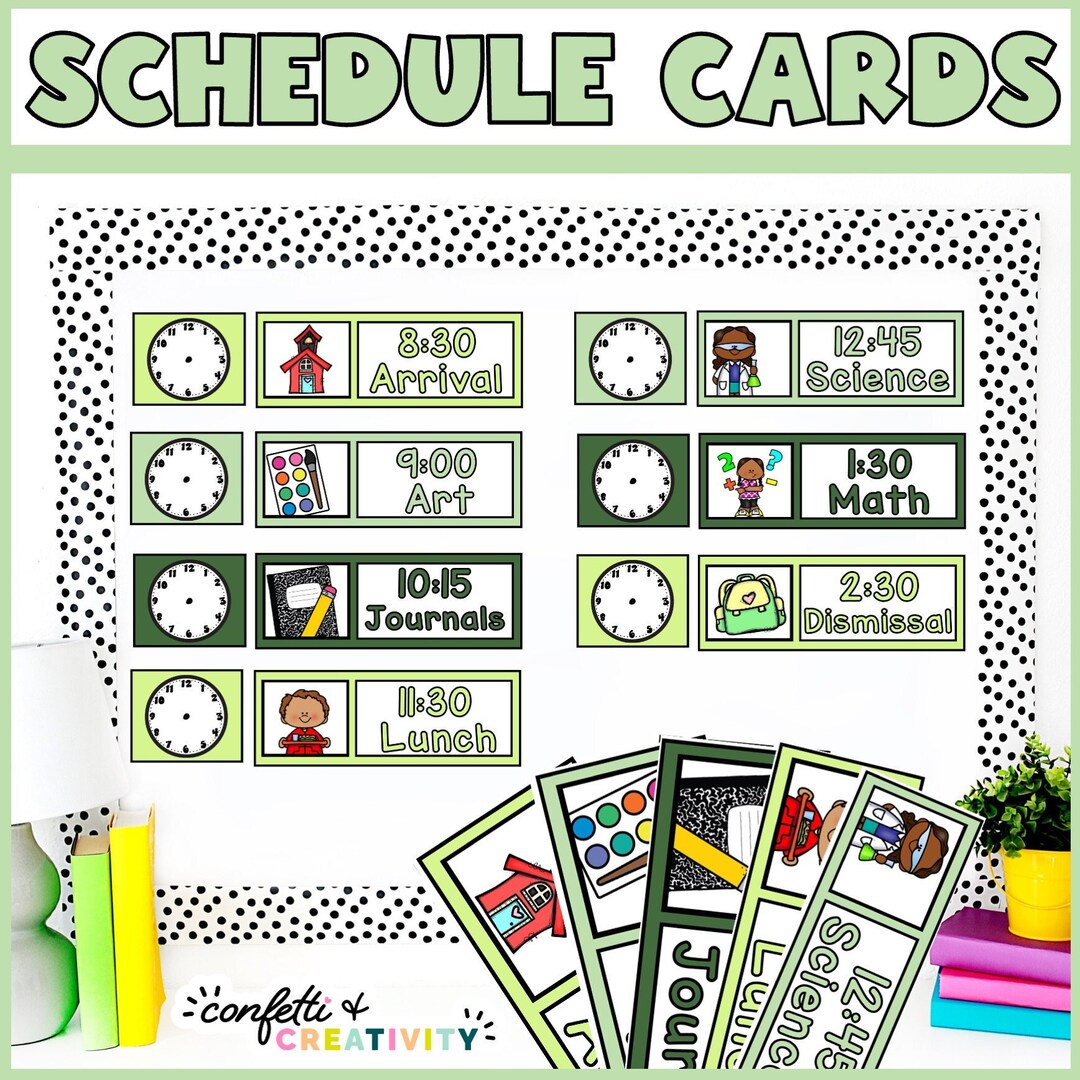 Plant Daily Schedule Cards | Editable Classroom Schedule | Elementary ...