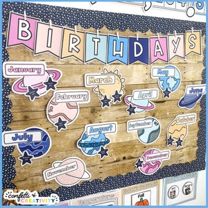 Space Birthday Board Classroom Display: Editable Elementary Decor ...