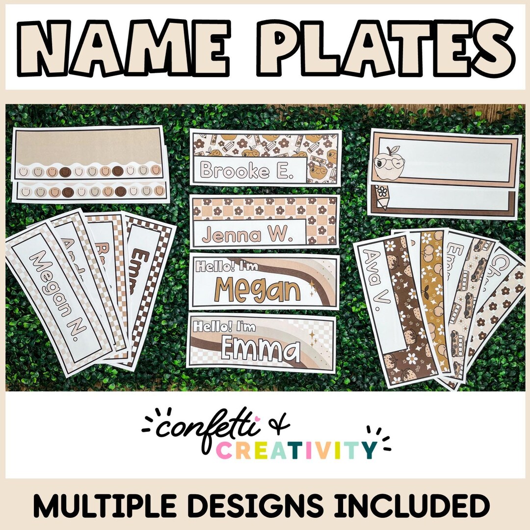 Neutral Student Desk Name Plates: Editable Classroom Decor (digital ...