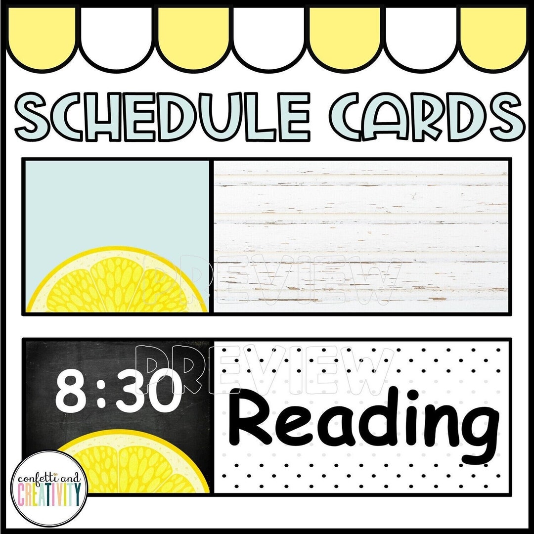 Lemon Classroom Schedule Cards: Editable Classroom Decor (digital ...