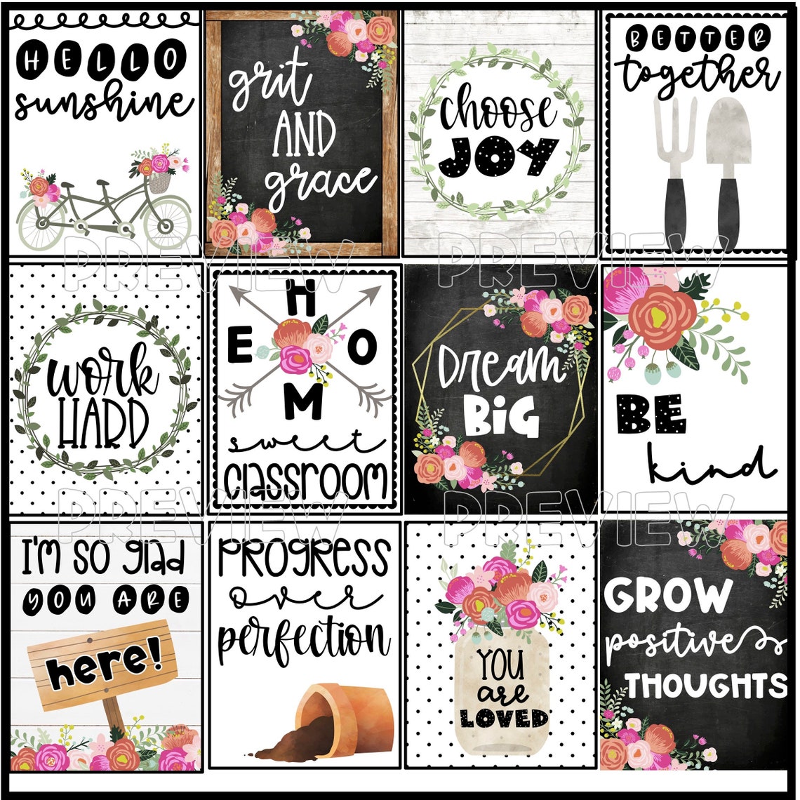 Floral Farmhouse Classroom Quote Posters Classroom Quotes - Etsy