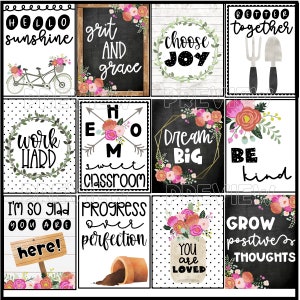 Floral Farmhouse Classroom Quote Posters | Classroom Quotes | Farmhouse ...