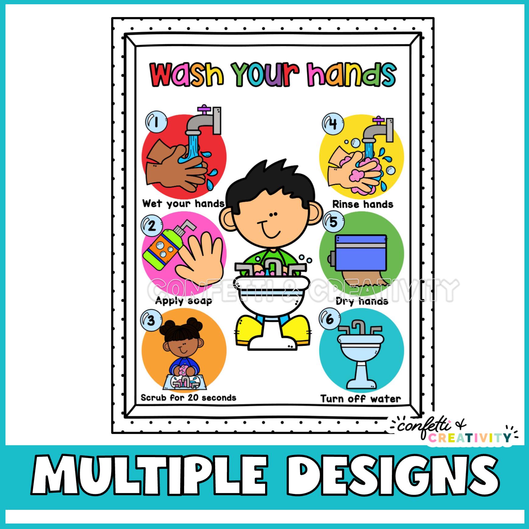 Hand Washing Posters Printable | Classroom Hygiene Charts | Bathroom ...