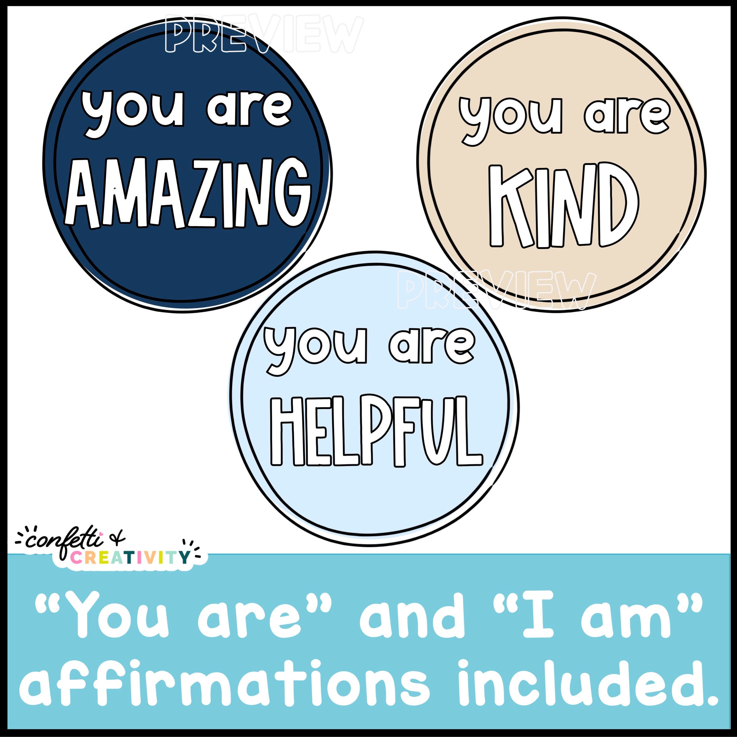Ocean Blue Classroom Affirmation Station: Positive Affirmation Mirror ...