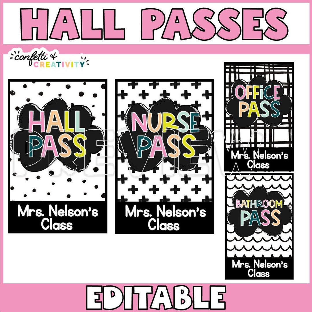 PRINTABLE Classroom Hall Passes | Personalized Classroom Hall Pass | Teacher Lanyard Classroom ...