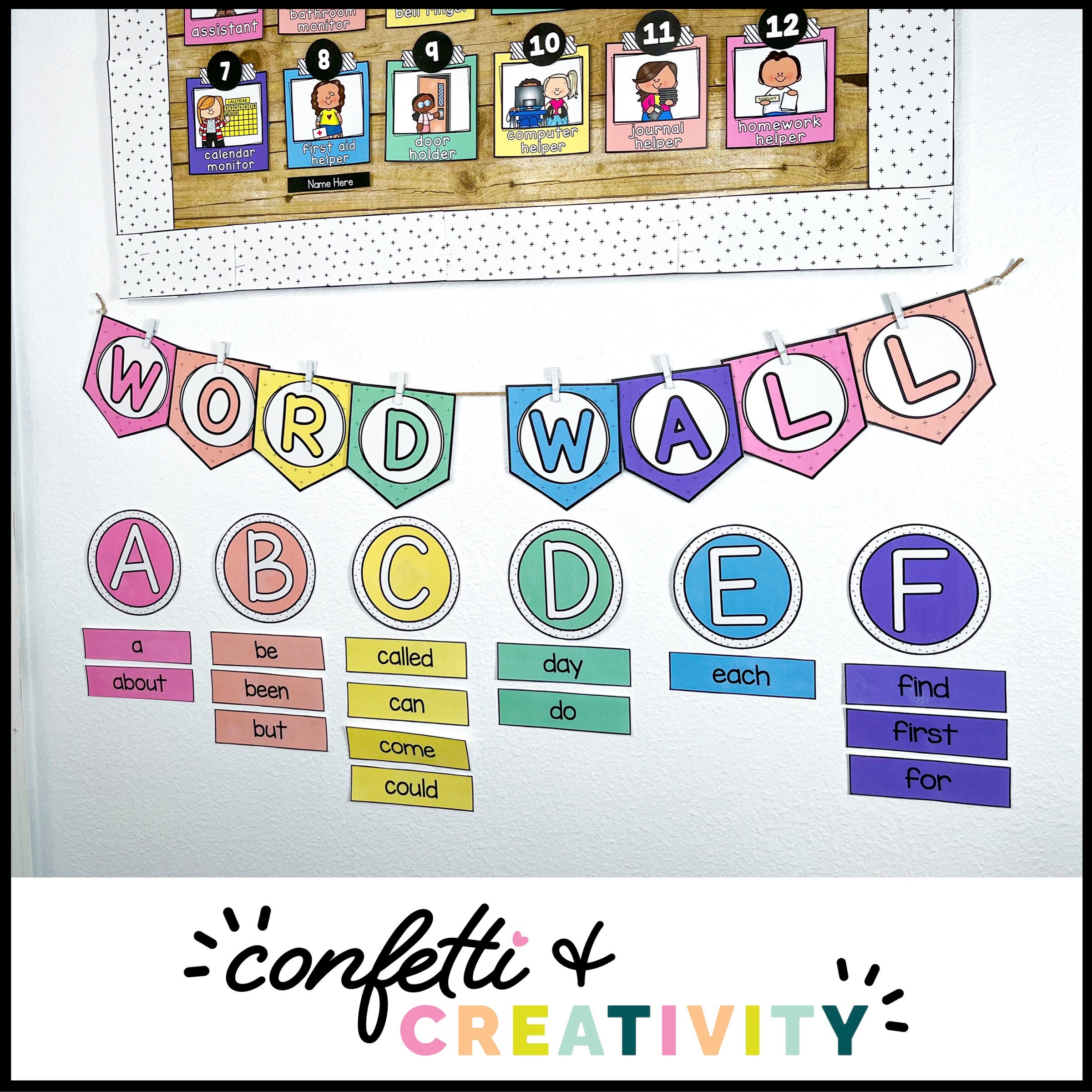Colorful Alphabet Word Wall Display: Editable Classroom Decor (digital ...