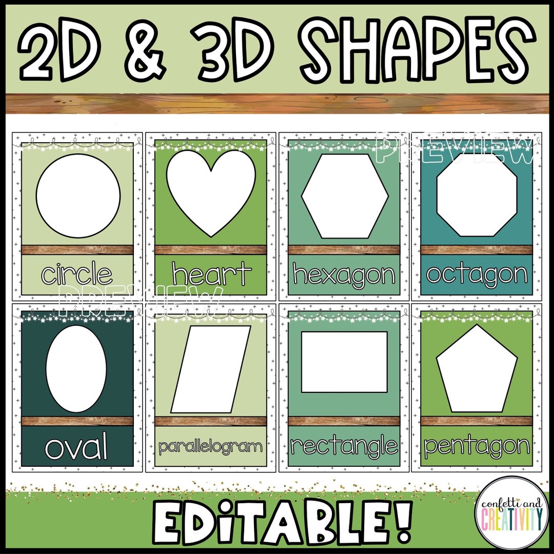 2D and 3D Shapes Posters for the Classroom | Nature Classroom Decor ...