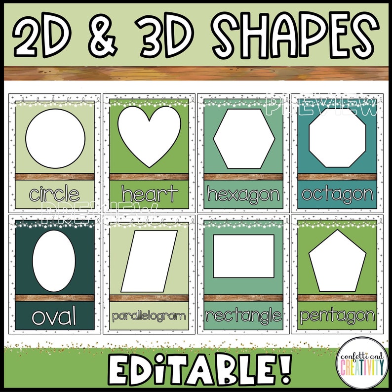 2d And 3d Shapes Posters For The Classroom Nature Classroom Etsy