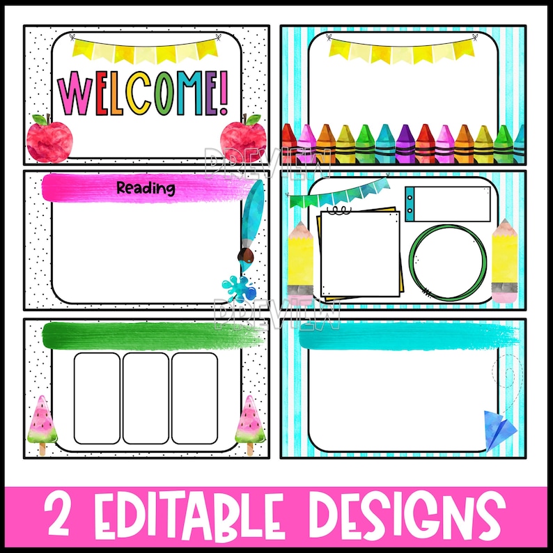 Watercolor Classroom Google Slides Template: Editable Teacher Decor ...