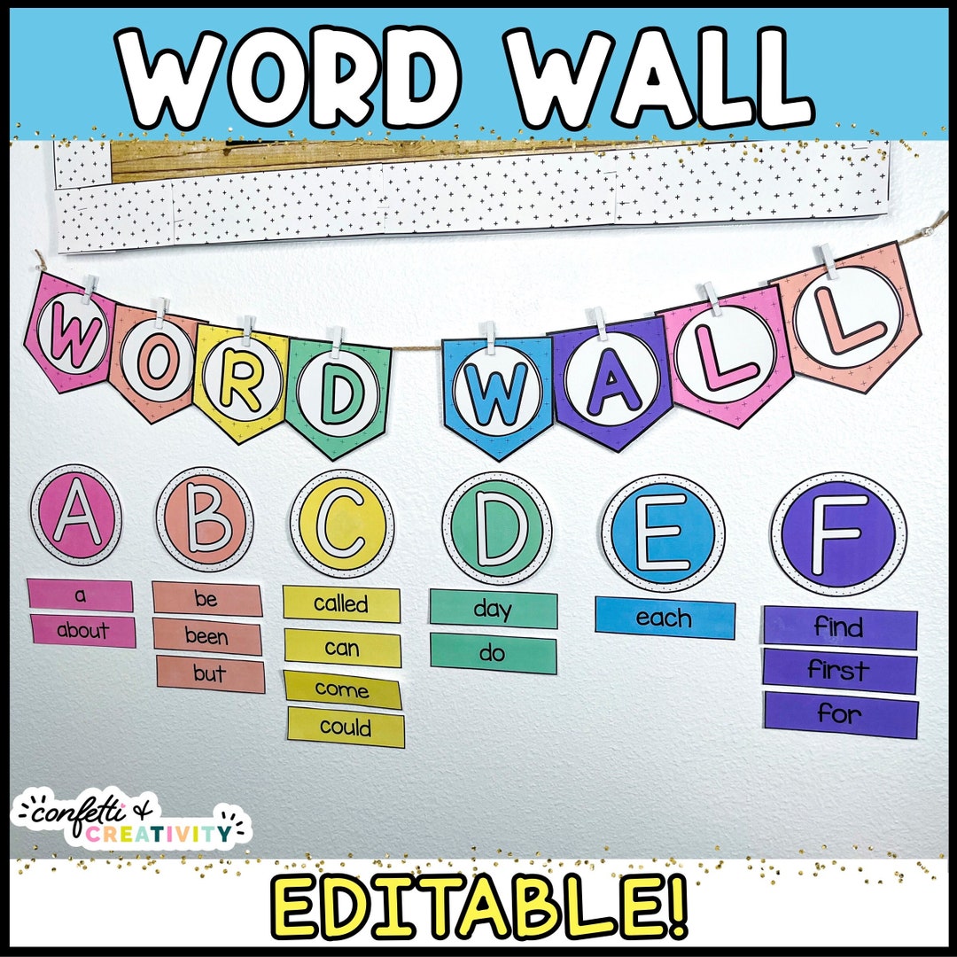 Bright Word Wall Classroom Display | Alphabet Word Wall | Editable Word ...
