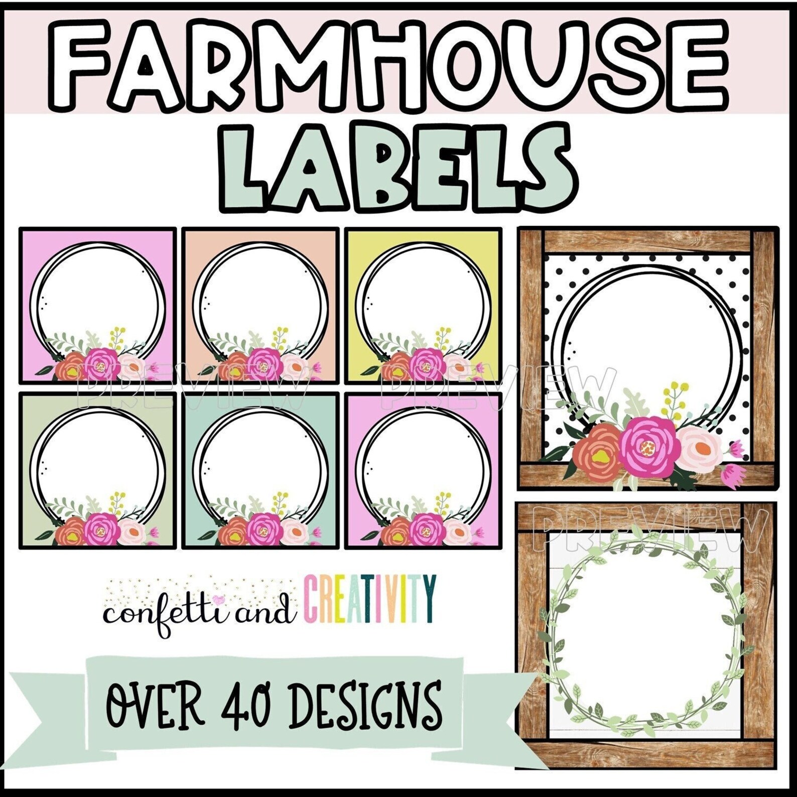 Floral Farmhouse Classroom Labels: Editable Labels Template (digital ...