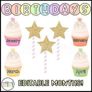 Pastel Classroom Birthday Board: Bulletin Board Display (digital ...