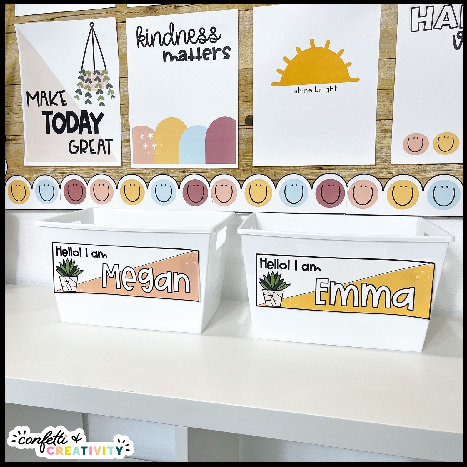 Neutral Classroom Desk Name Plates: Editable Elementary Student Name ...