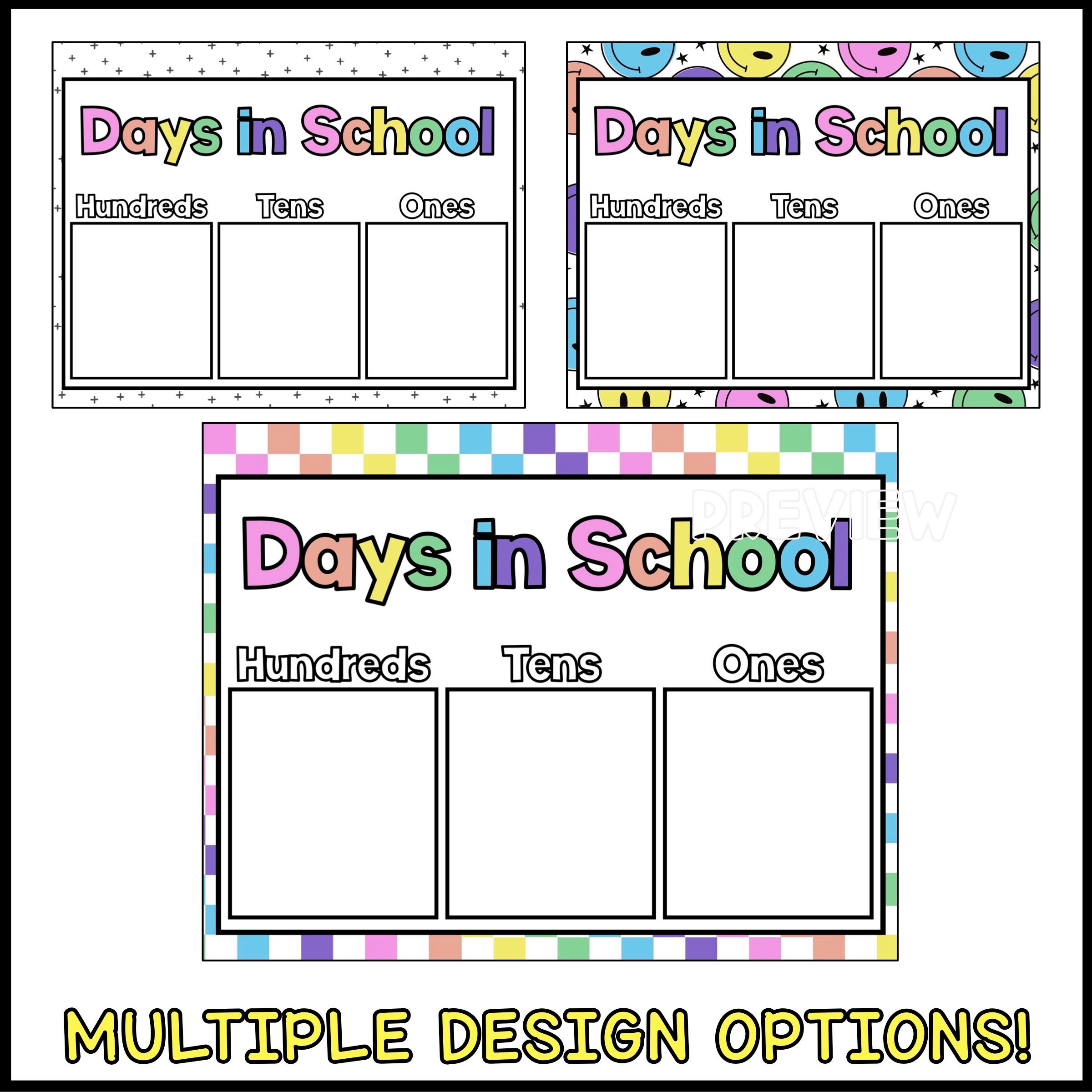 Bright Days in School Tally Ten Frames Poster: Classroom Decor (digital ...