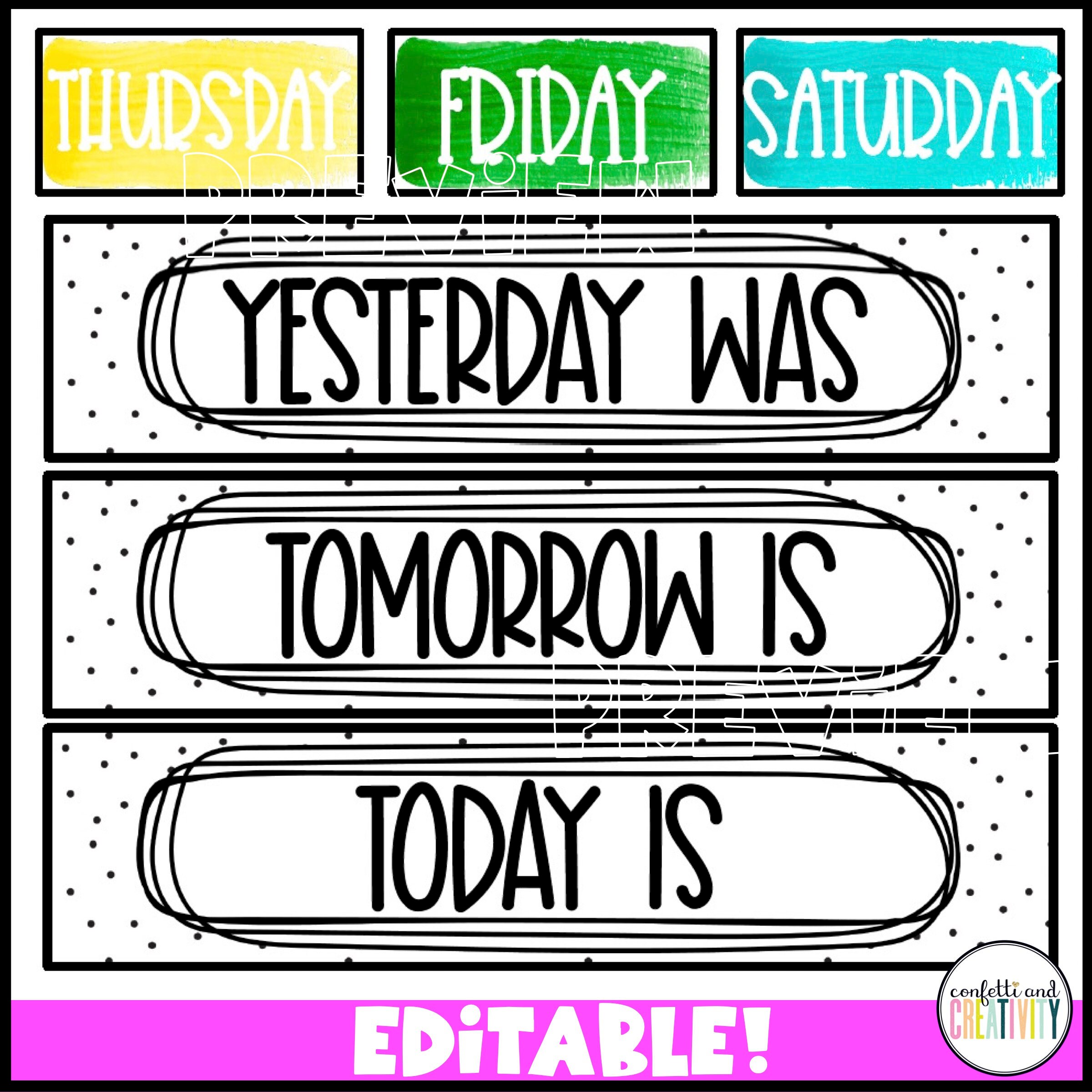 Watercolor Classroom Calendar Pack Pocket Chart Calendar - Etsy