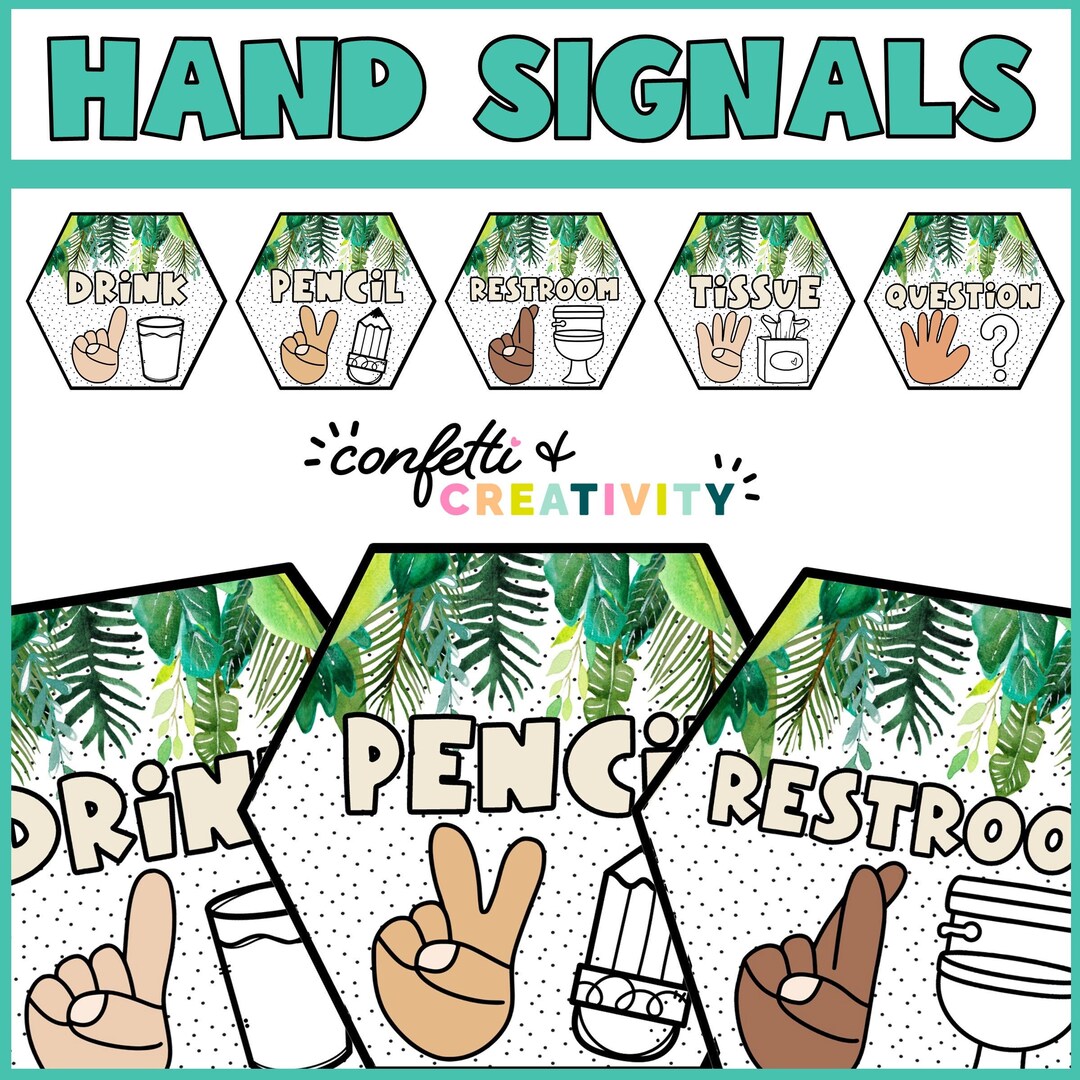 Tropical Hand Signal Posters | Tropical Classroom Decor | Classroom ...