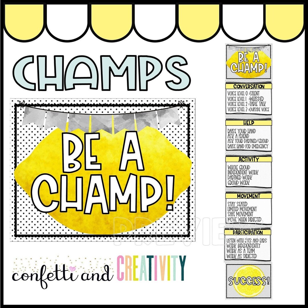 Lemon CHAMPS Posters | Lemon Farmhouse Classroom Decor | Classroom ...