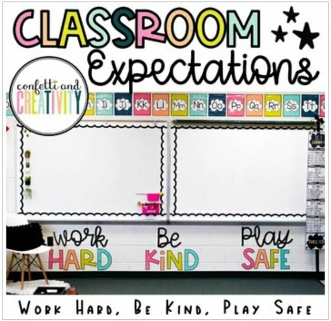 Classroom Expectations Sign: Work Hard, Be Kind, Play Safe (digital ...
