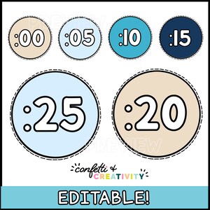 Ocean Classroom Clock Labels | 5 Minute Interval Clock Labels | Clock ...