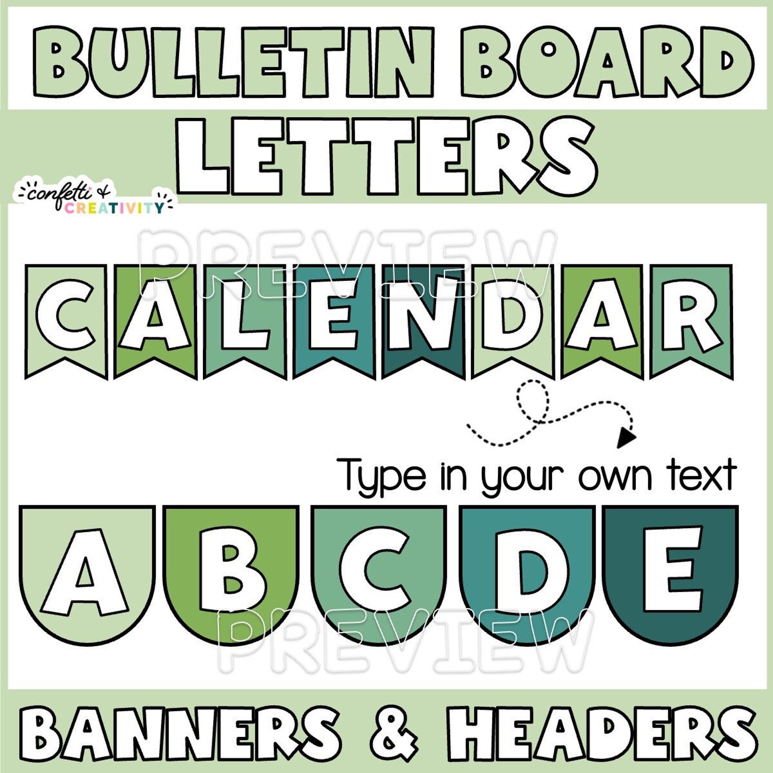Classroom Bulletin Board Letters: Editable Green Classroom Decor ...