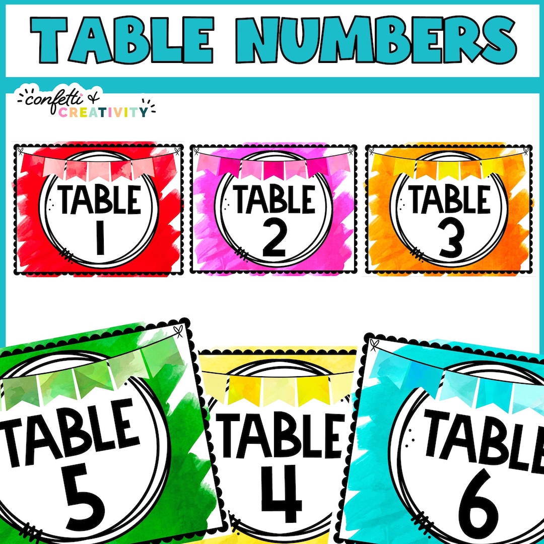 Table Numbers for the Classroom | Watercolor Classroom Decor ...