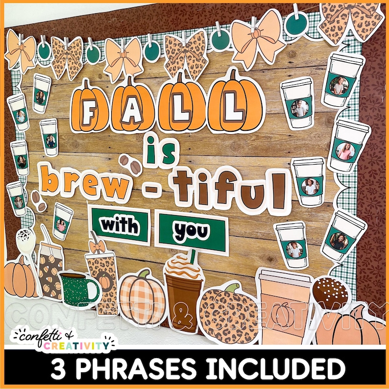 Fall Coffee Bulletin Board Kit: Coffee Classroom Decor (digital ...