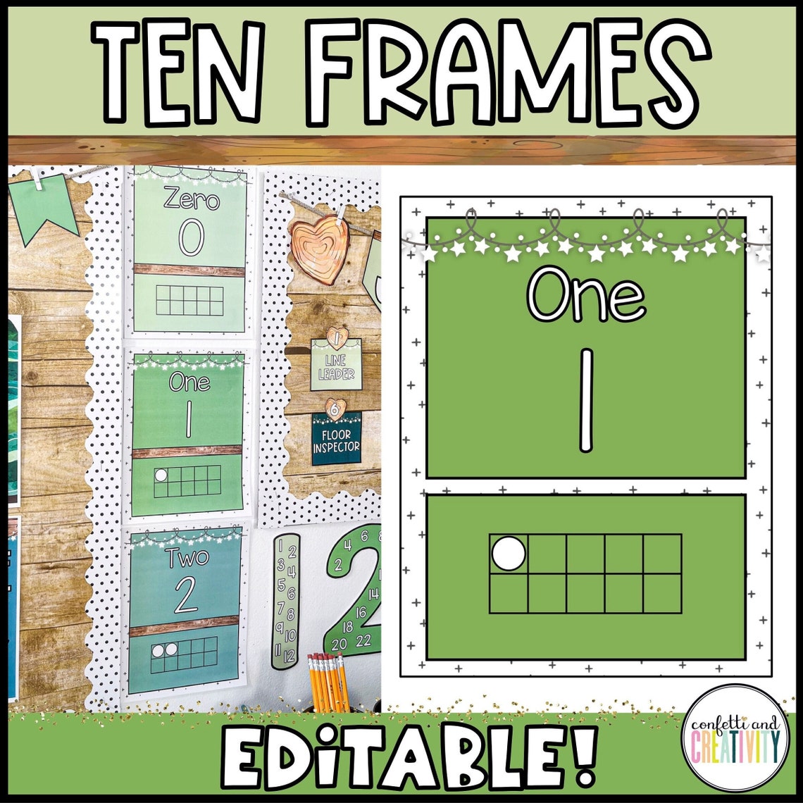 Classroom Number Posters With Ten Frames 0-20 Nature - Etsy