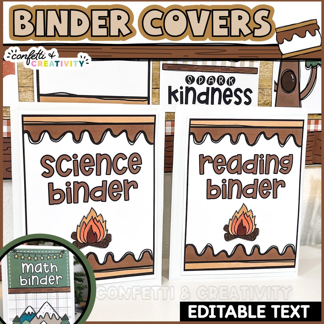 Camping Themed Classroom Binder Covers & Spines | Editable Teacher ...