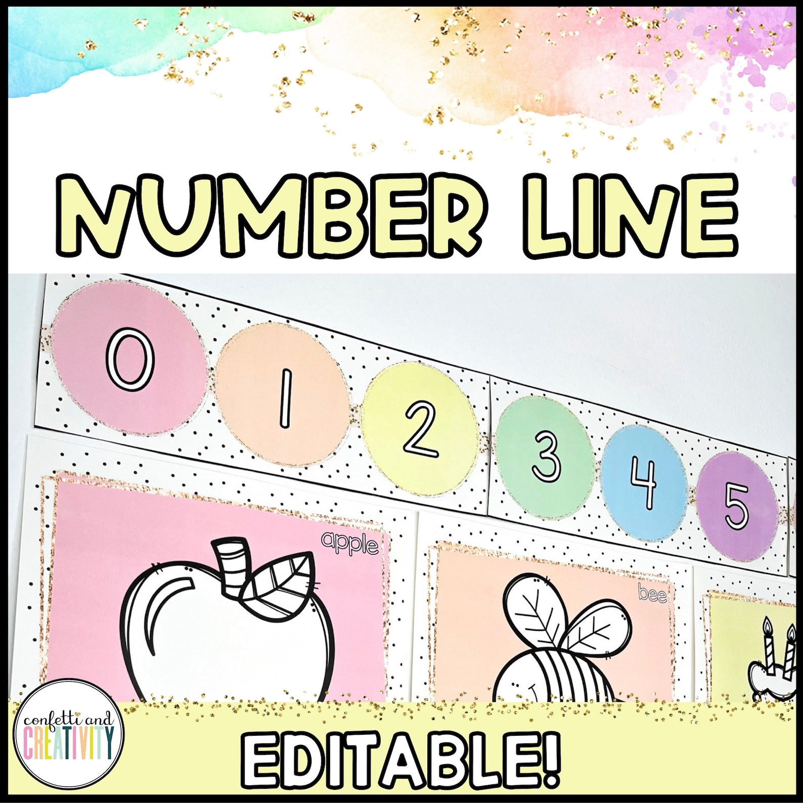 Pastel Classroom Number Line: 0-200, Elementary Decor (digital Download ...