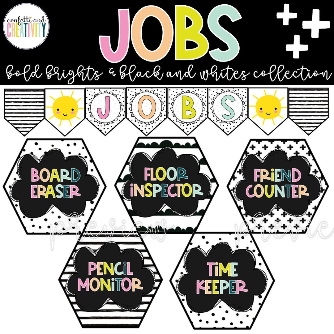 Bold Brights Classroom Jobs Display | Editable Classroom Jobs ...